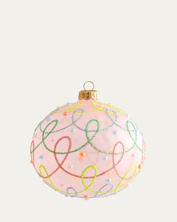 Bergdorf Goodman Multicolor Glitter Swirls Ball Ornament