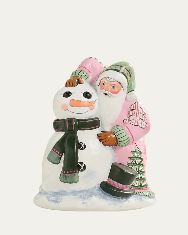 VAILLANCOURT FOLK ART Santa Building Snowman
