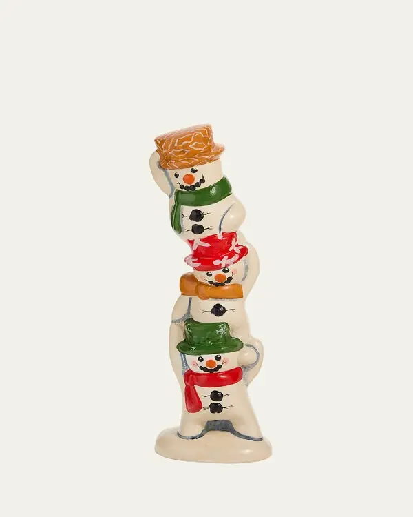 VAILLANCOURT FOLK ART Stacked Snowmen With Festive Hats