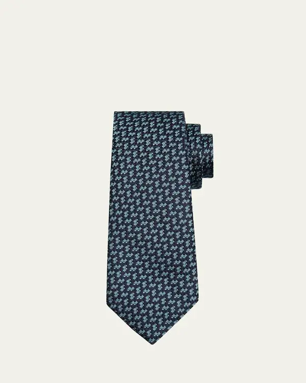 Kiton Abstract Woven Silk 7-fold Tie