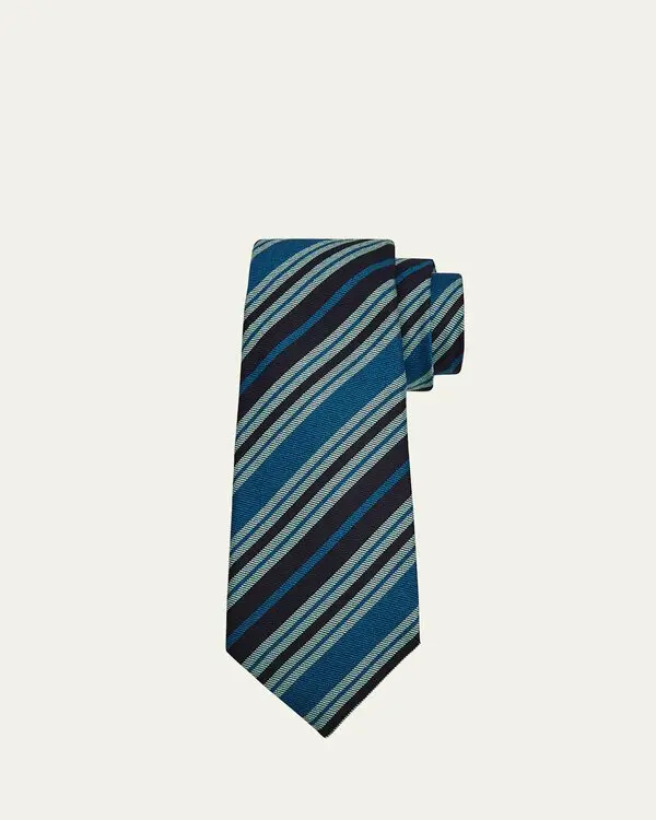 Kiton Thin Stripe Silk 7-fold Tie