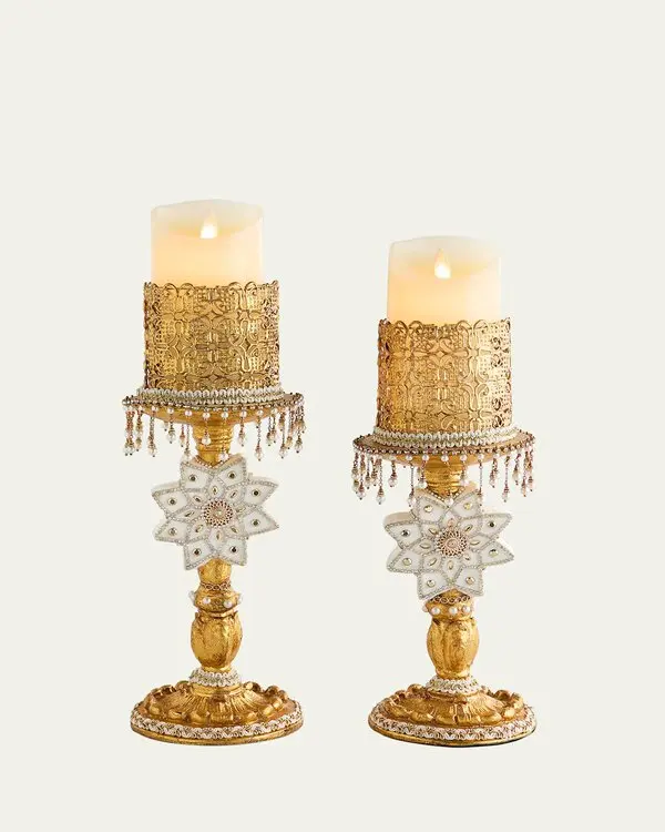 KATHERINE'S COLLECTION Bells Of Brilliance Gold Candle Sticks, Set Of 2