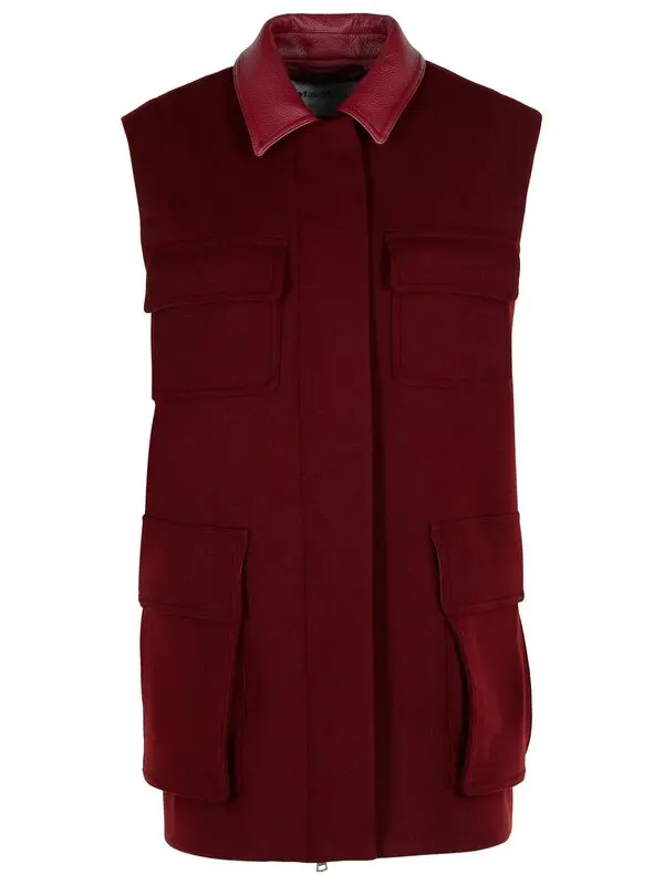 Max Mara Aeroso 1234' Long Vest In Wool, Alpaca And Cherry Cachemire