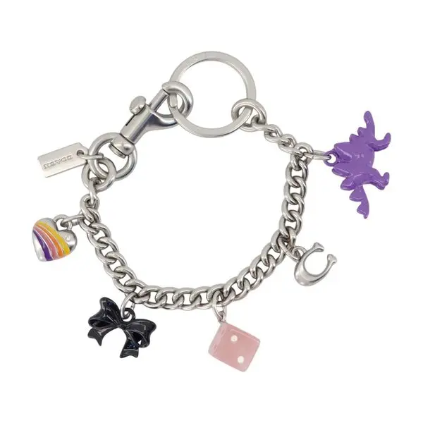 Coach Motif Chain Keyring Acetate Multi
