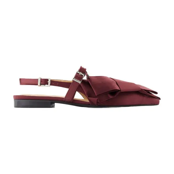 GANNI Big Bow Ballerinas Synthetic Bordeaux