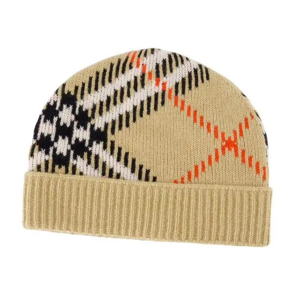 Burberry Core Check Beanie Cashmere
