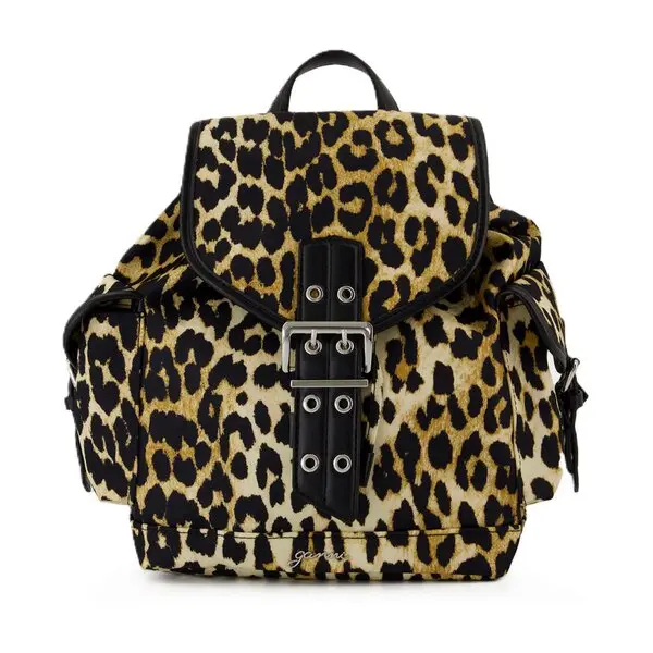 GANNI Bucky Small Backpack Nylon Leopard