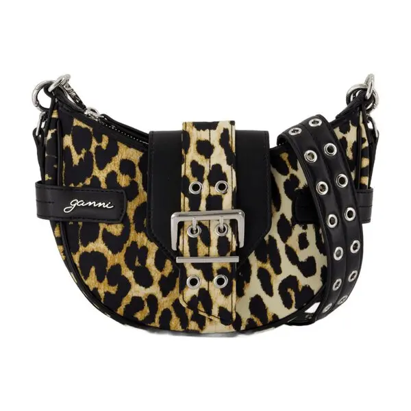 GANNI Bucky Small Crossbody Nylon Leopard