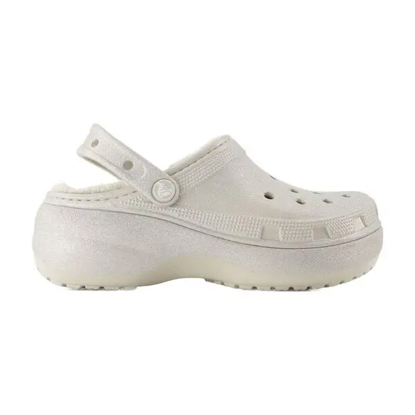 CROCS Classic Platform Glitter Sandals Synthetic Silver