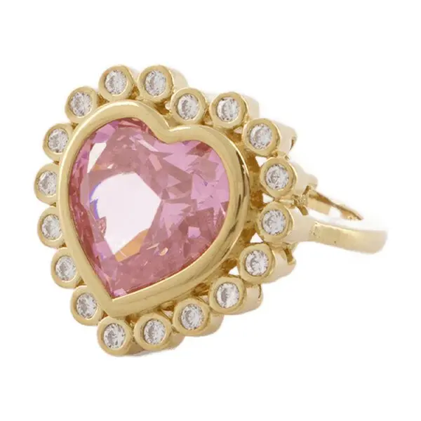 NUMBERING N Dia Heart Ring 3, /gold Plated