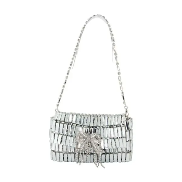 SELF-PORTRAIT Crystal Bow Mini Shoulder Bag Metal