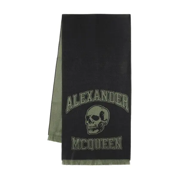 Alexander McQueen Varsity Skull Logo Scarf Alexander Mc Queen Wool
