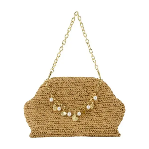 SELF-PORTRAIT Charm Shoulder Bag Raffia
