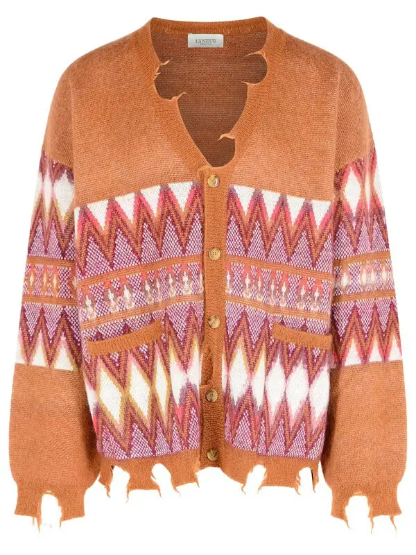 LANEUS Multi Wool Blend Cardigan