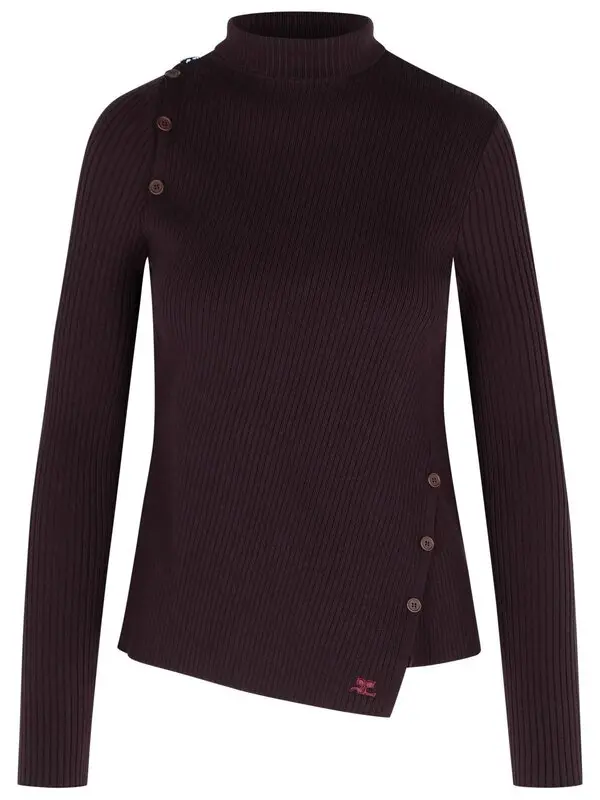 COURREGES Oblique' Burgundy Viscose Blend Sweater