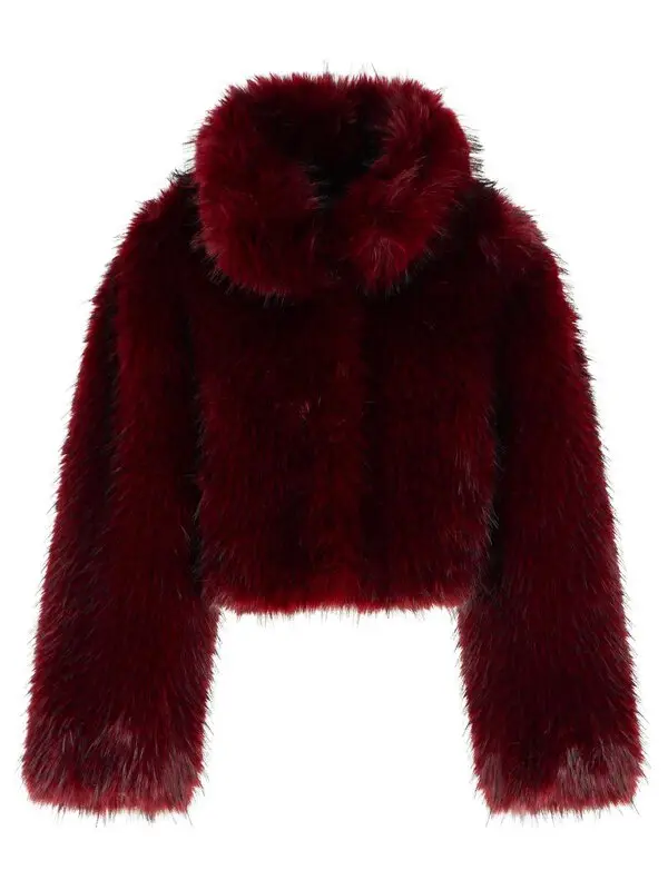 Remain Birger Christensen Salia' Burgundy Polyester Faux Fur Coat