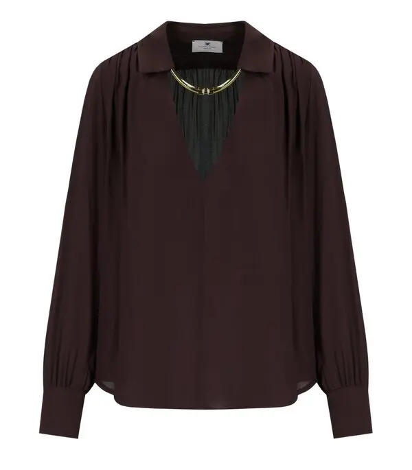 Elisabetta Franchi Merlot Blouse With Jewel