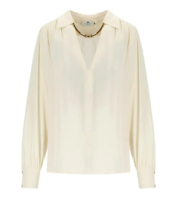 Elisabetta Franchi Milk Blouse With Jewel