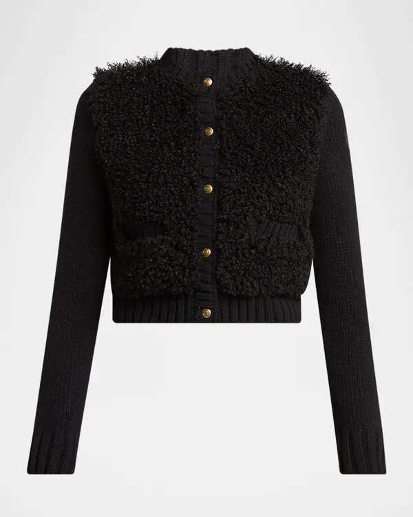 Moncler Combo Curly Wool-blend Cardigan