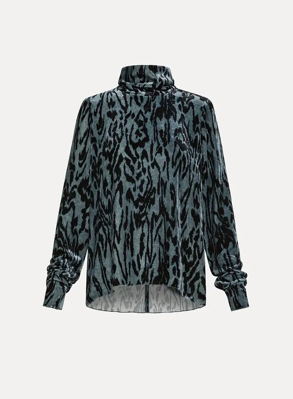 FORTE_FORTE Velvet Rollneck With Moire' Print