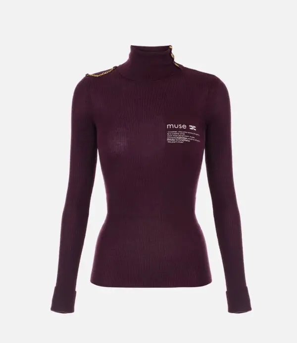 Elisabetta Franchi Turtleneck With Lettering Detail