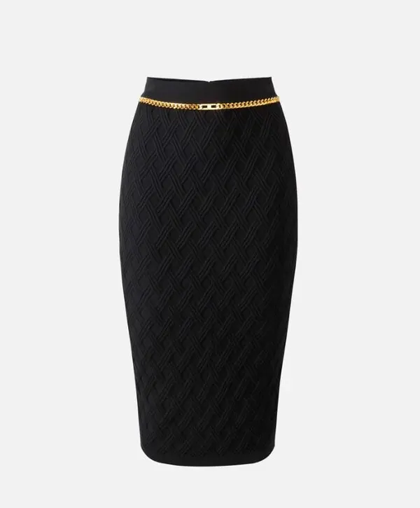 Elisabetta Franchi Diamond Patterned Knitted Skirt