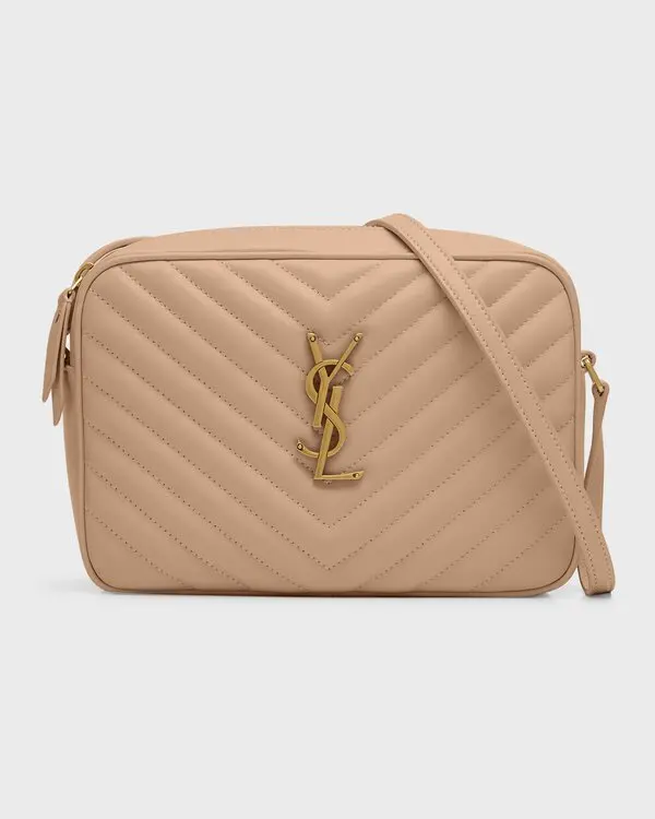 Saint Laurent Lou Medium Camera Bag With Pocket In Quilted Leather