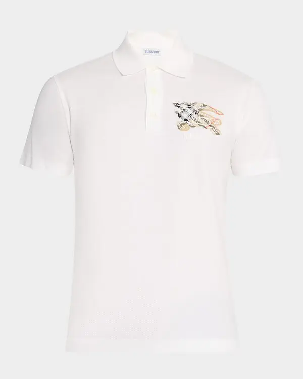 Burberry Embroidered Ekd Check Slim Cotton Polo Shirt