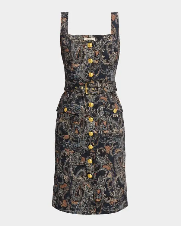 L'Agence Idy Paisley Button-front Midi Dress