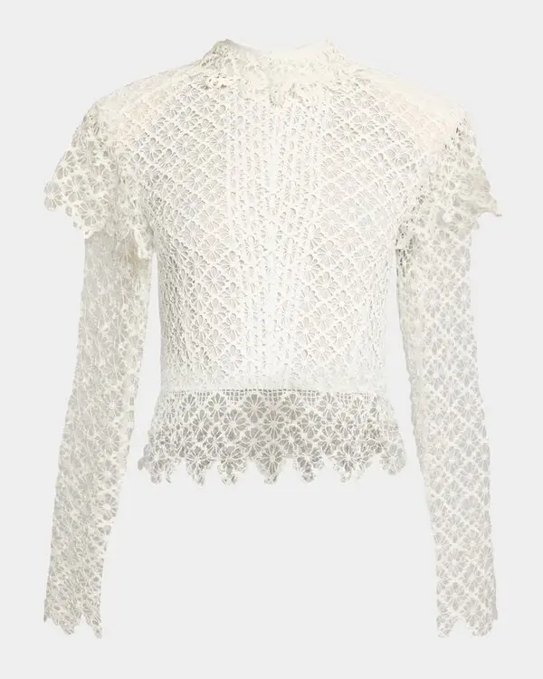 Isabel Marant Ludivine Mock-neck Cotton Lace Top
