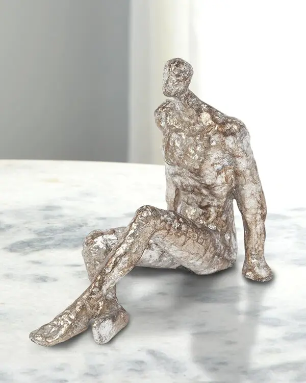 WILLIAM D SCOTT FOR GLOBAL VIEWS Sitting With Legs Crossed Sculpture - Silver Leaf
