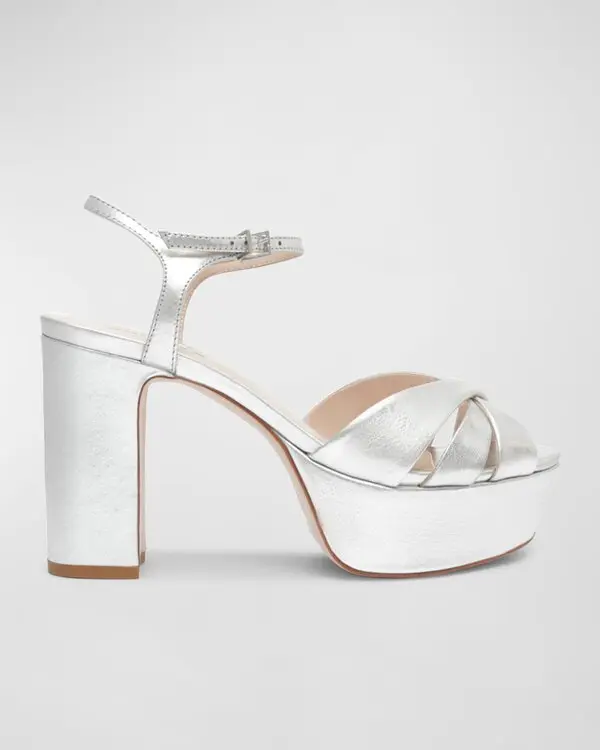 Schutz Keefa Metallic Leather Platform Sandals