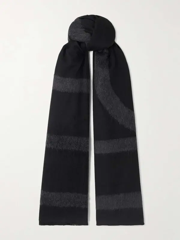 TOTÊME Intarsia-knit Wool-blend Scarf - Black
