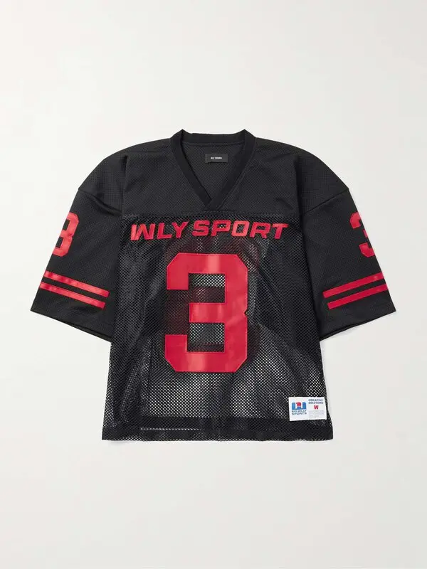 WILLY CHAVARRIA Willy Football Appliquéd Mesh T-shirt