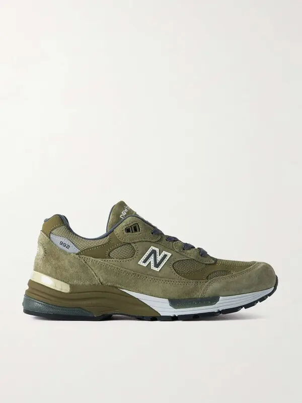 NEW BALANCE M992 Leather-trimmed Suede, Nubuck And Mesh Sneakers