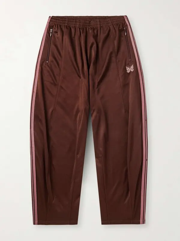 Needles Wide-leg Webbing-trimmed Logo-embroidered Jersey Track Pants