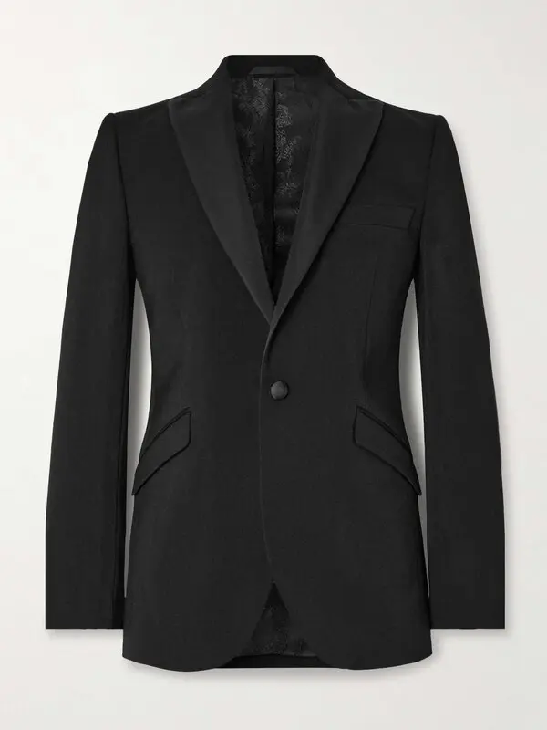 FAVOURBROOK Hampton Slim-fit Grosgrain-trimmed Wool Tuxedo Jacket - Black