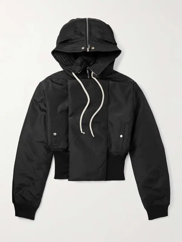 Rick Owens Alice Cropped Padded Nylon-canvas Hooded Bomber Jacket