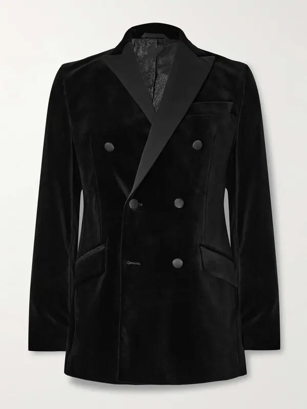 FAVOURBROOK Slim-fit Double-breasted Cotton-velvet Tuxedo Jacket