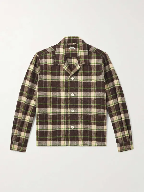BODE Woodcrest Camp-collar Checked Wool-flannel Overshirt