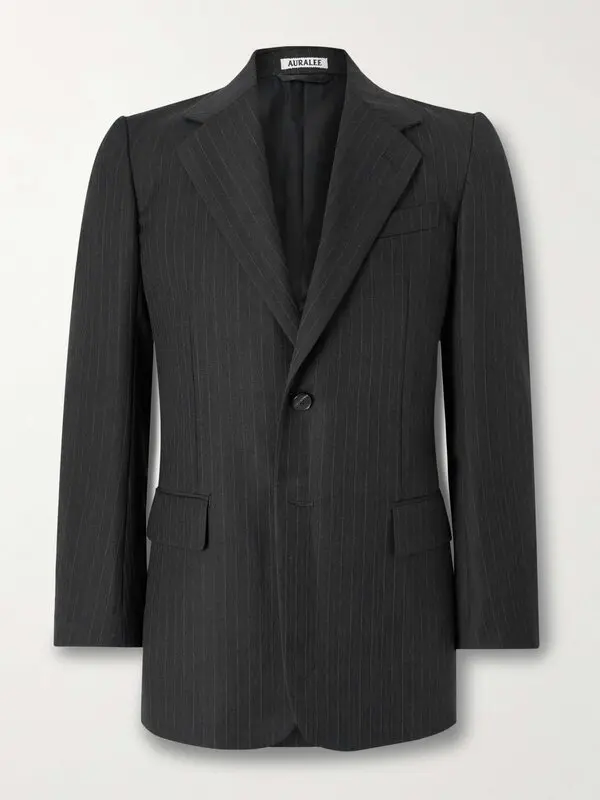Auralee Pinstriped Wool Suit Jacket