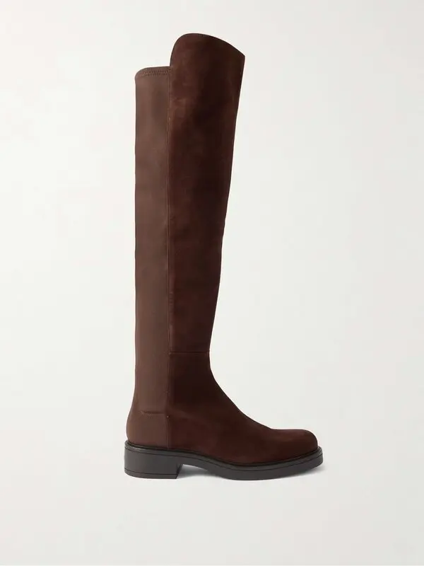 STUART WEITZMAN 5050 Celia Suede And Stretch Over-the-knee Boots