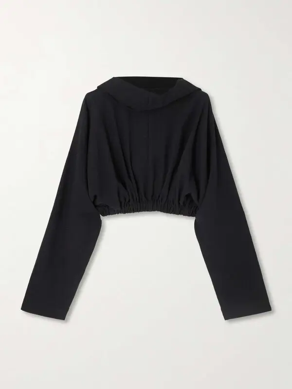 Rick Owens Cropped Wool-crepe Hoodie