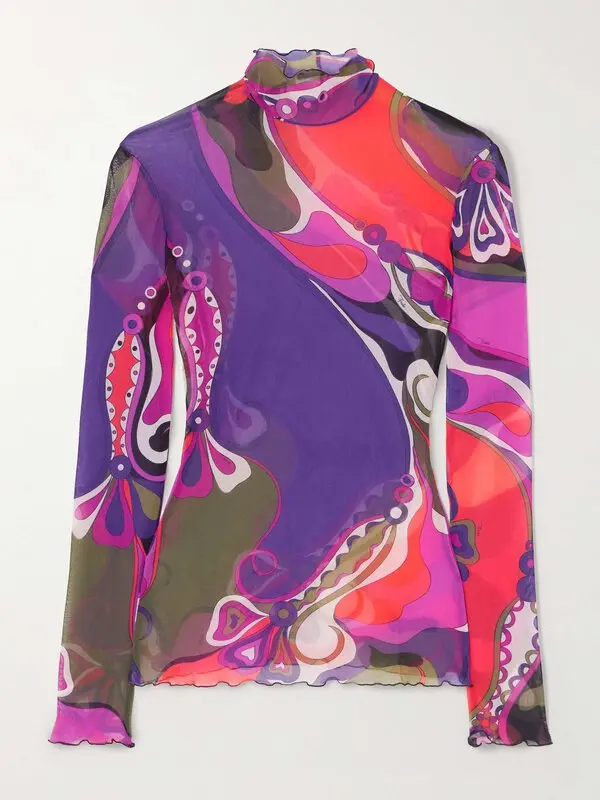 Emilio Pucci Printed Tulle Blouse
