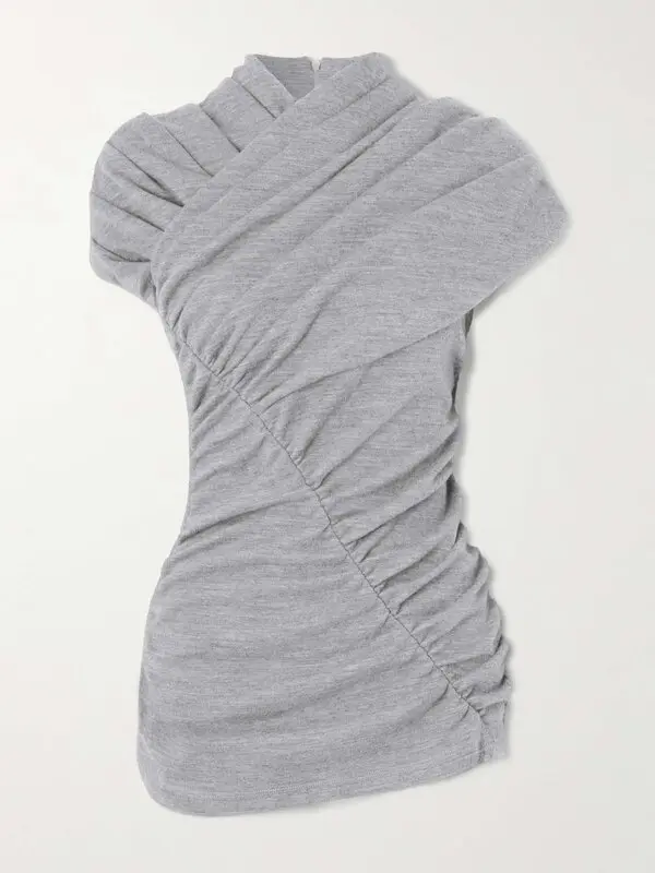 Balmain Ruched Wool-blend Top