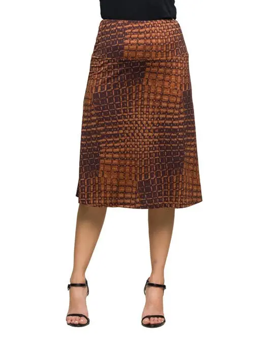 24SEVEN COMFORT APPAREL Geometric Print Knee Length Skirt