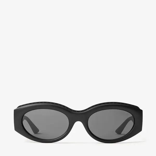 JIMMY CHOO Sue Matte Black Oval Sunglasses