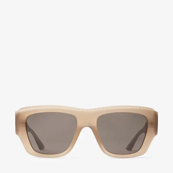 JIMMY CHOO Yani Matte Transparent Tan Rectangular Sunglasses