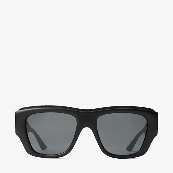 JIMMY CHOO Yani Matte Black Rectangular Sunglasses