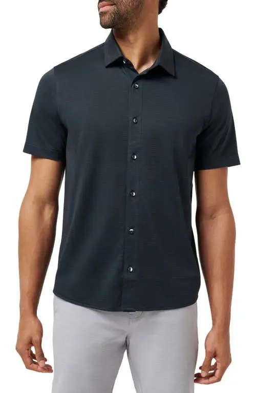 Travis Mathew A Class Short Sleeve Knit Cotton Blend Button-up Shirt
